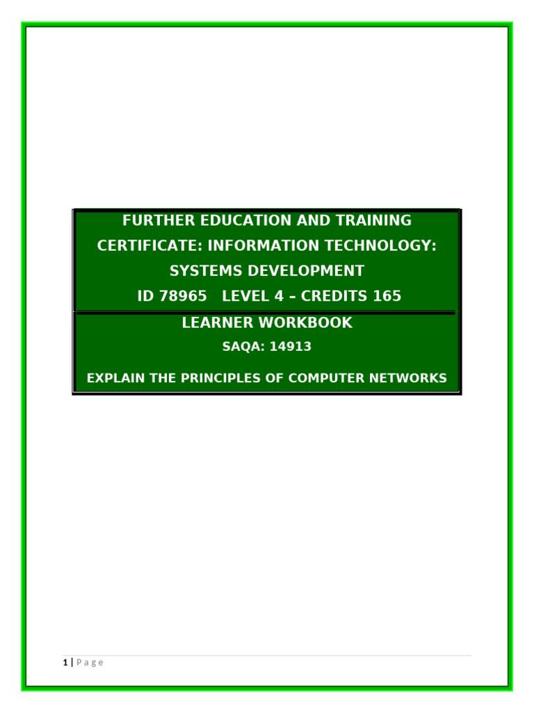 SAQA - 14913 - Learner Workbook | PDF | Local Area Network | Computer ...