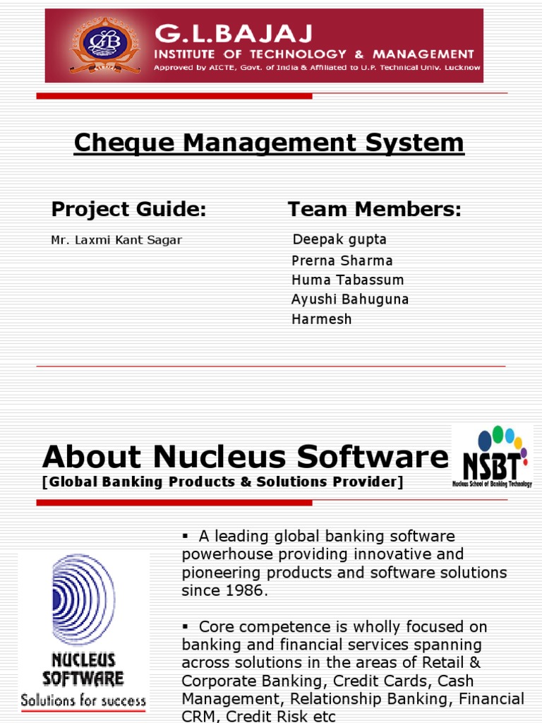 Cheque Management System Final | PDF | Clearing (Finance) | Cheque