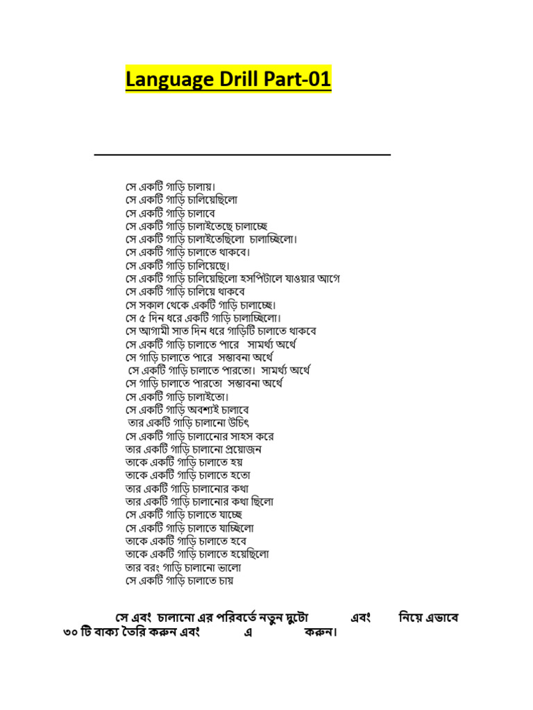 Language Drill Part 01 | PDF