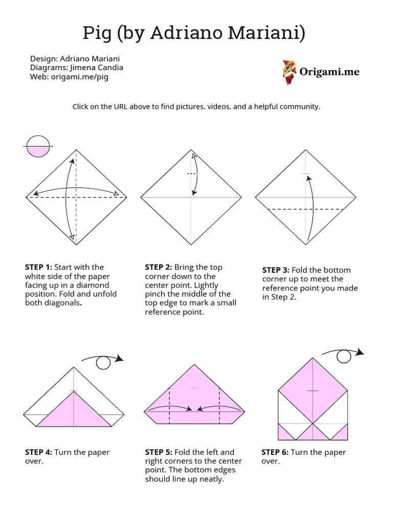 Origami Pig Instructions by Mariani | PDF | Origami