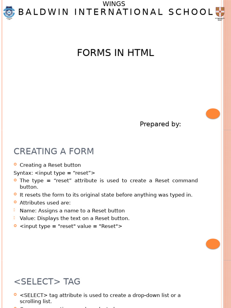 g8 - Ict - Forms in HTML II | PDF