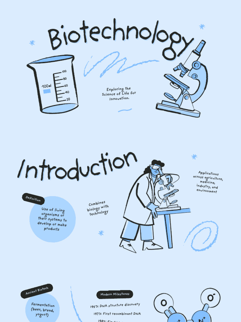 Blue and White Illustrative Biotechnology Presentation | PDF ...