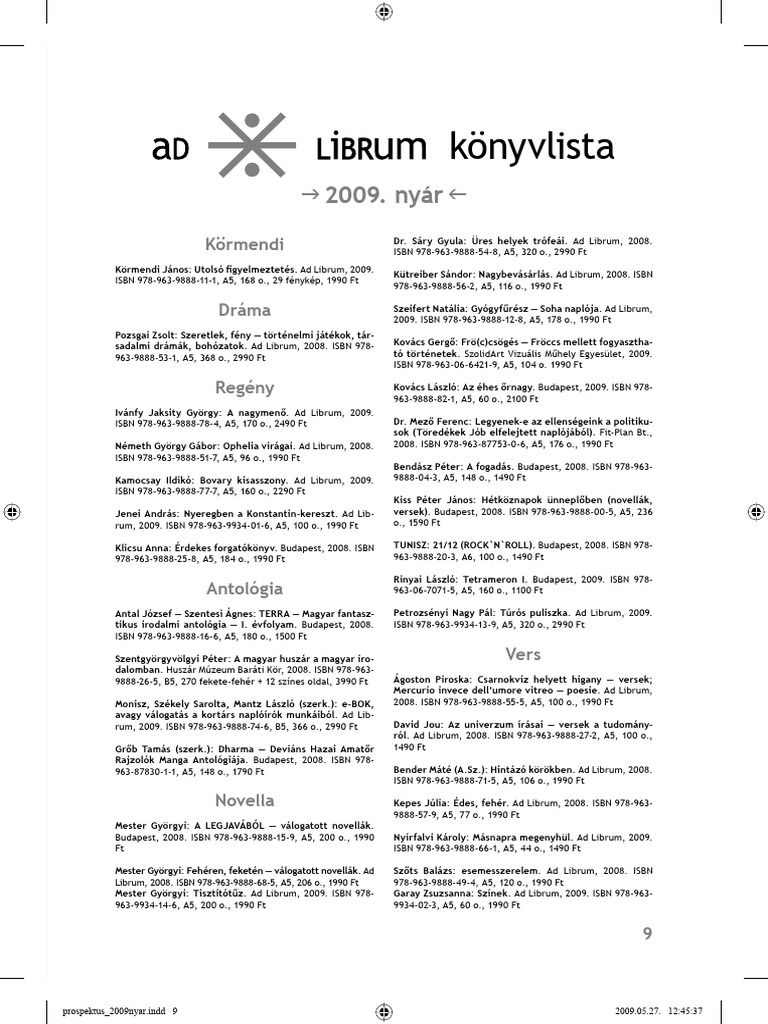 Ad Librum - Prospektus 2009nyar FF | PDF