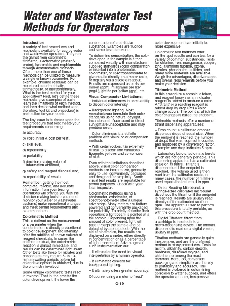 Water Waste Water Test Ref | PDF | Flow Measurement | Titration