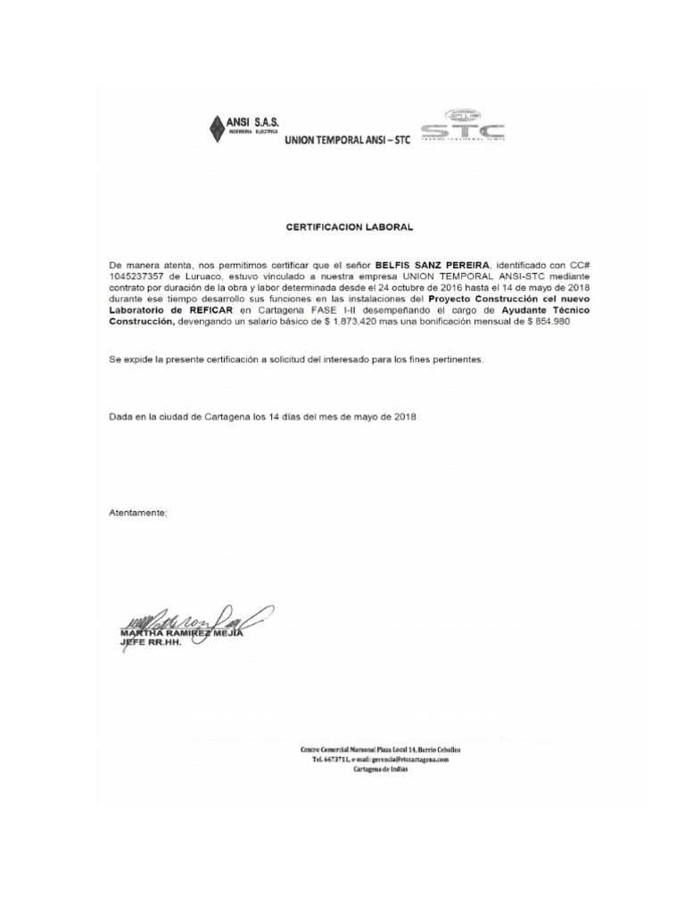 Cert Consorcio Belfi | PDF