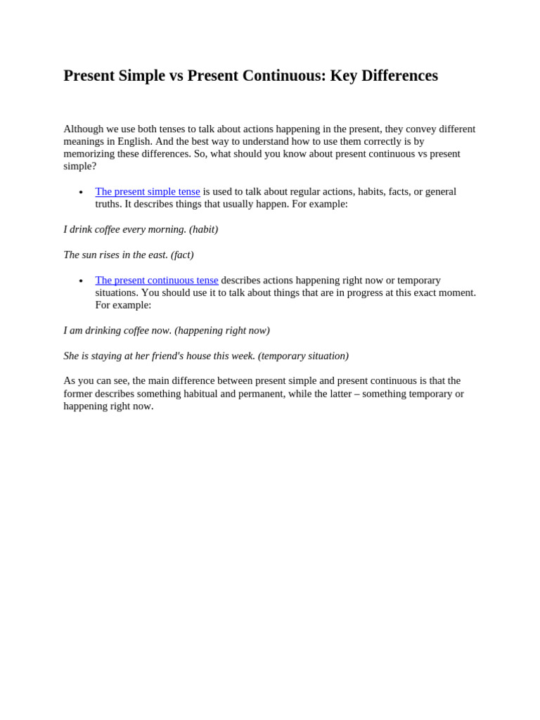 Present Simple vs Continuous Explained | PDF | Verb | Subject (Grammar)