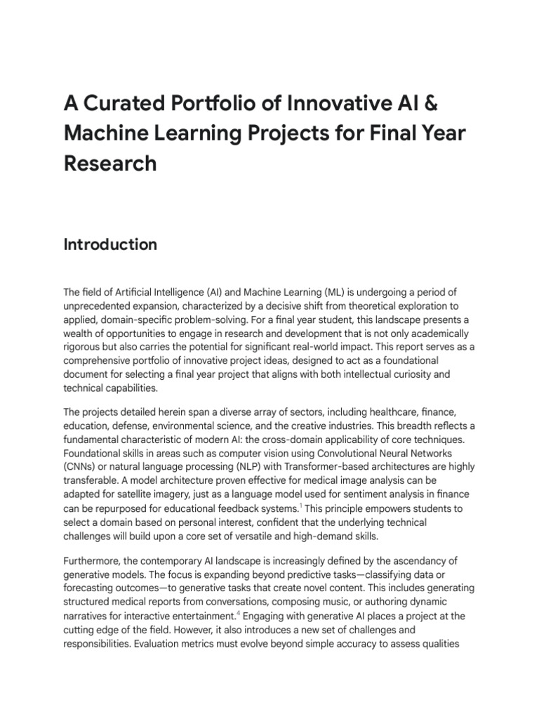 AI - ML Project Ideas For Final Year | PDF | Artificial Intelligence ...