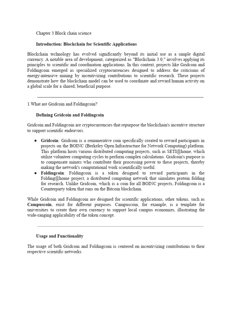 Gridcoin vs Foldingcoin: A Comparison | PDF | Cryptocurrency | Bitcoin