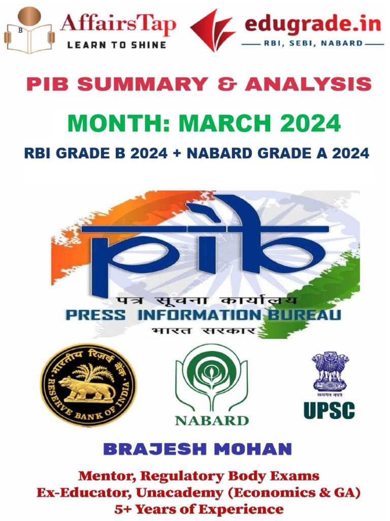PIB Summary and Analysis - March 2024 - Sample PDF | PDF | Human ...
