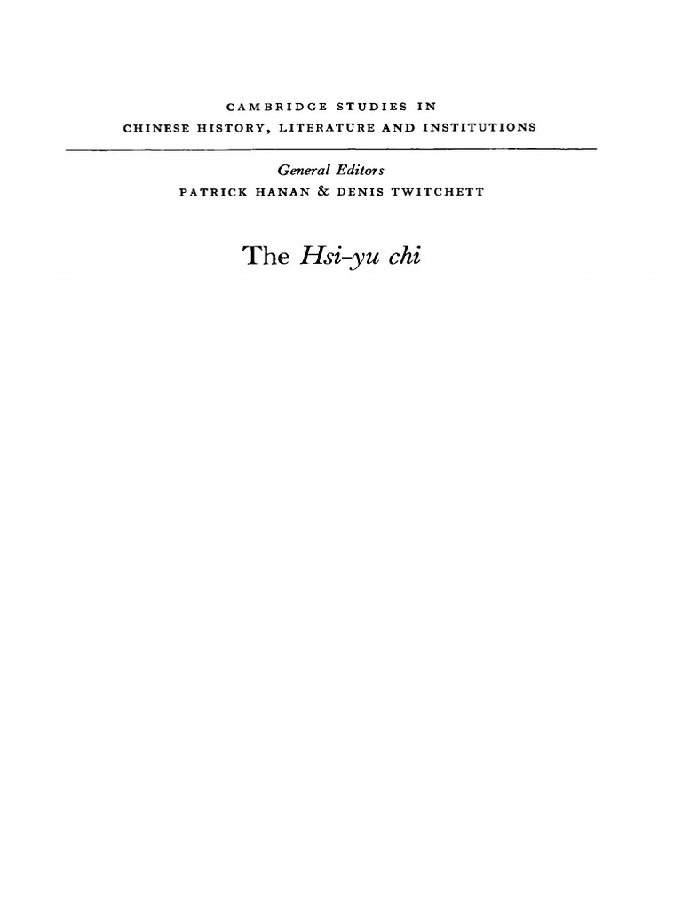 The Hsi-Yu Chi A Study of Antecedents To The Sixteenth-Century Chinese Novel (Glen Dudbridge) (Z ...