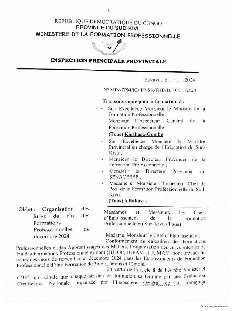 Lettre Pour Organisation Des Jurys Pratique de Fin D'année 2024 | PDF