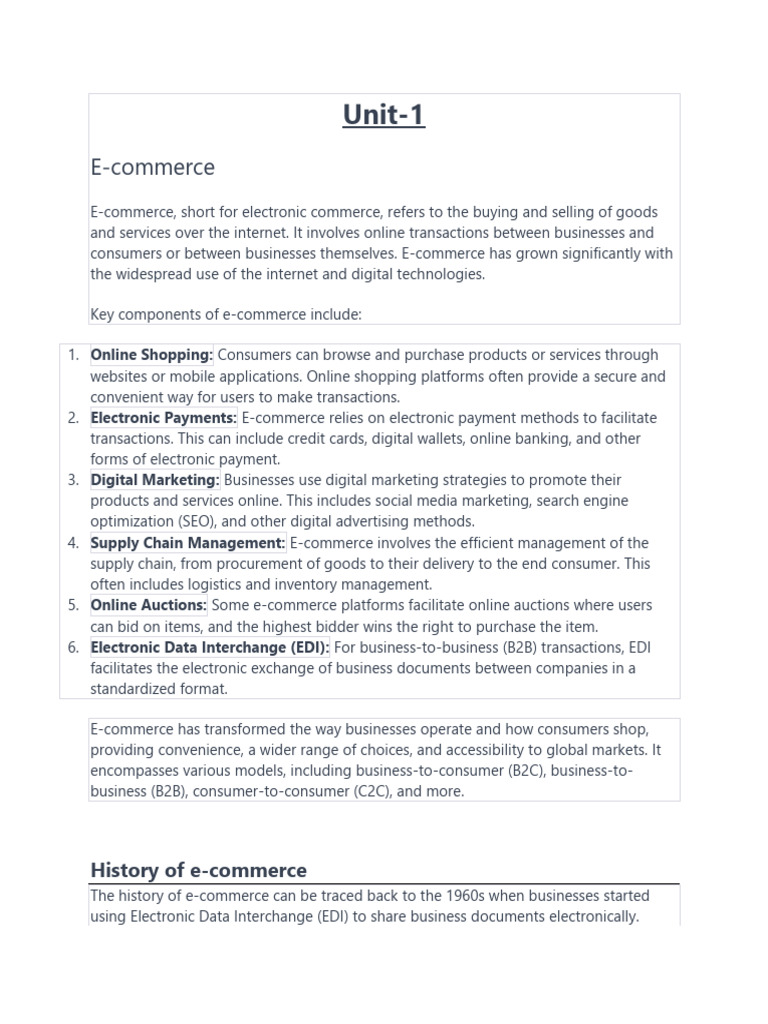 4BCA E Commerce Unit 1 | PDF | Electronic Data Interchange | E Commerce