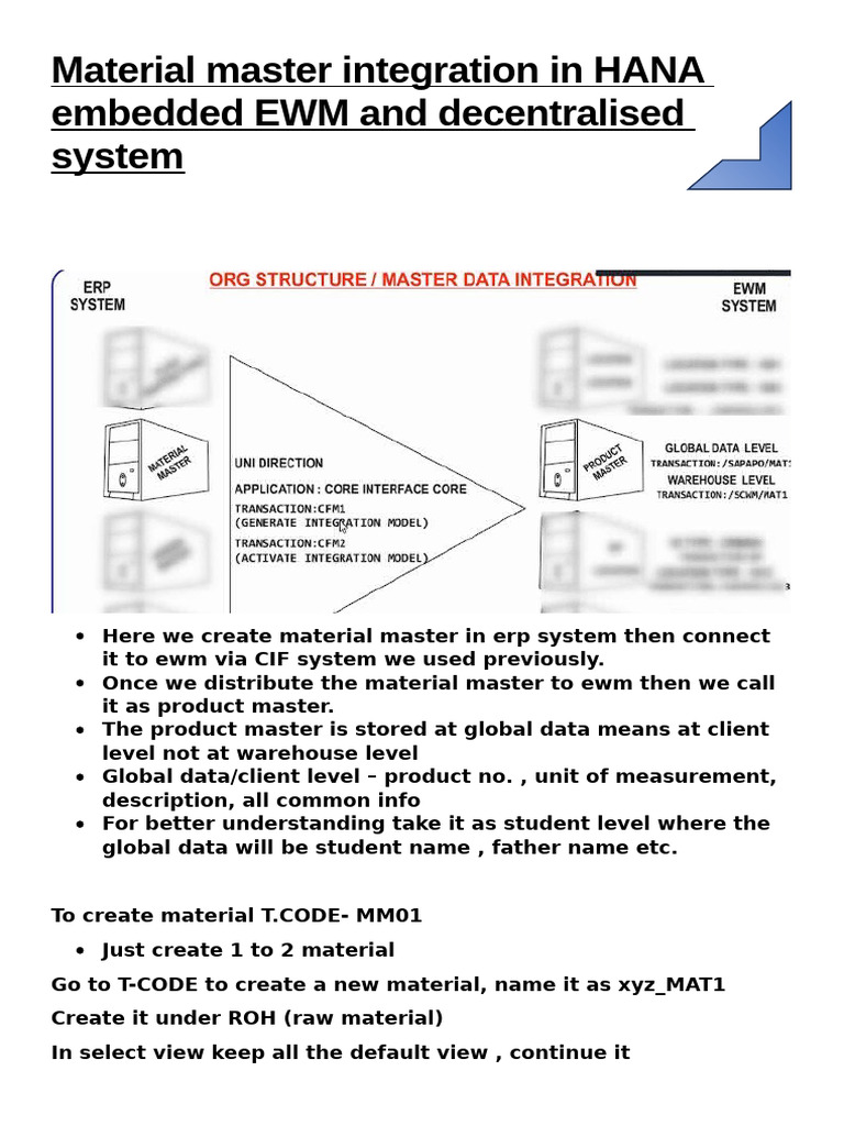 Material Master Integration in HANA Embedded EWM and Decentralised ...