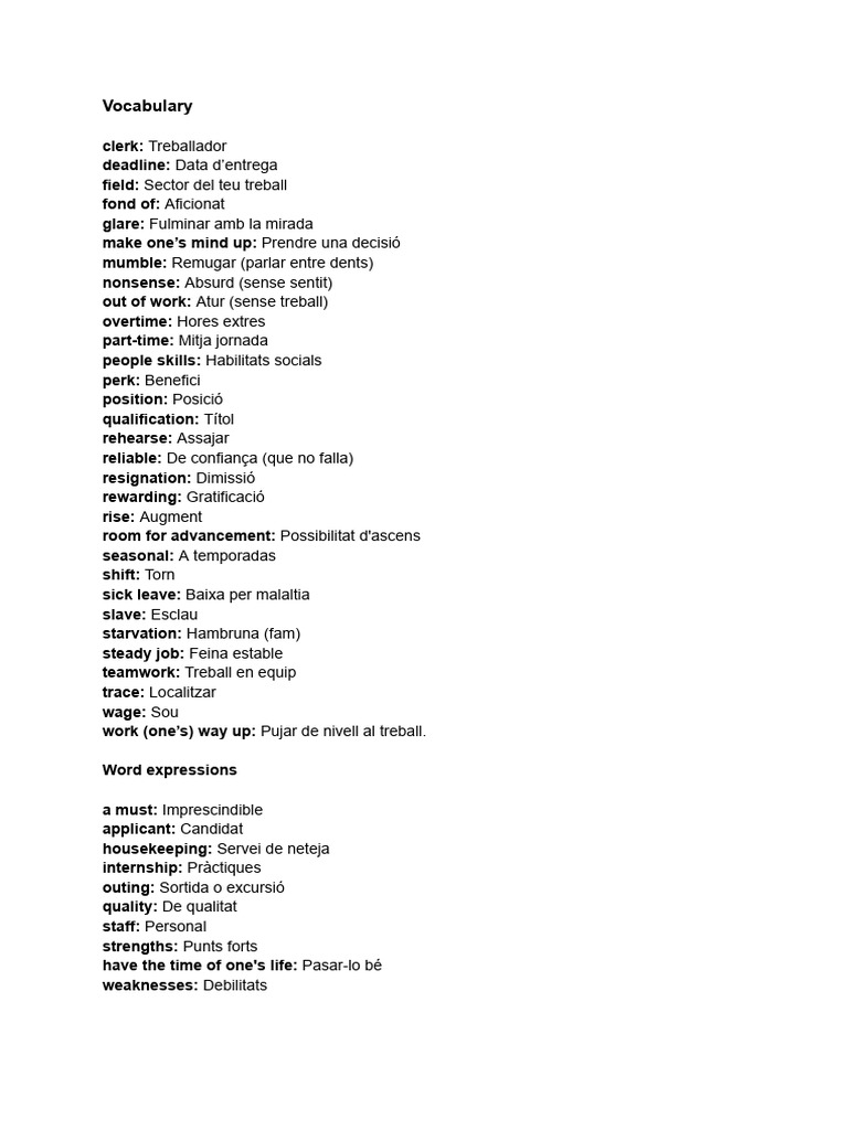 Unit 4: Vocabulary | PDF