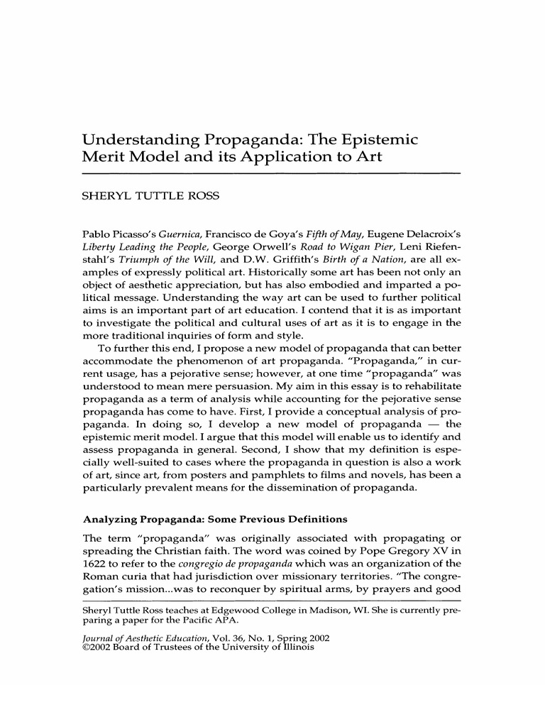 The Epistemic Merit Model and Its Application To Art | PDF | Propaganda ...
