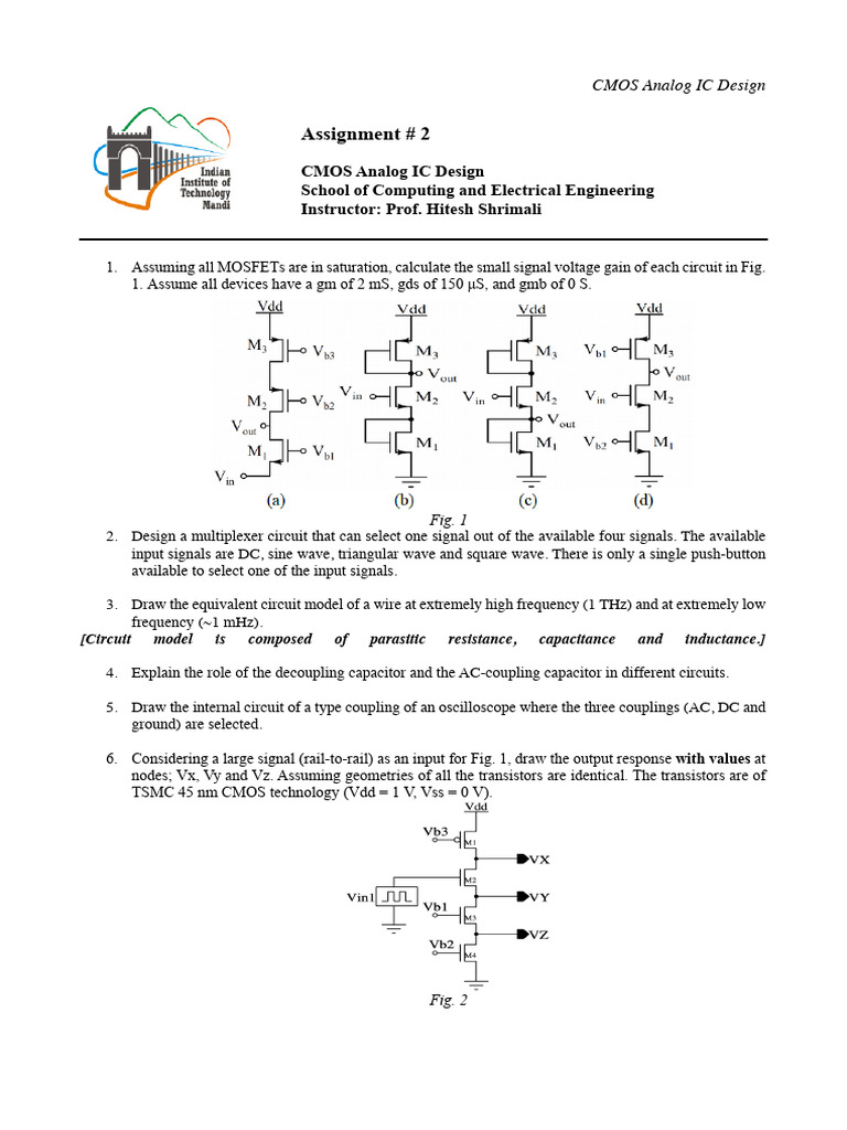 Assignment # 2: CMOS Analog IC Design School of Computing and ...