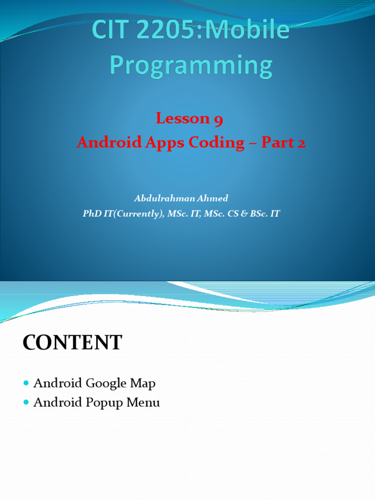 Android Apps Coding - Part 2 | PDF | Android (Operating System) | Java ...