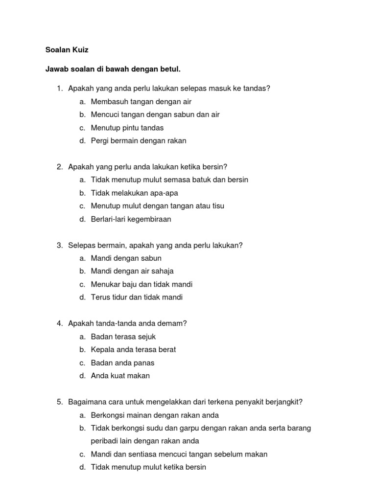 Soalan Kuiz | PDF
