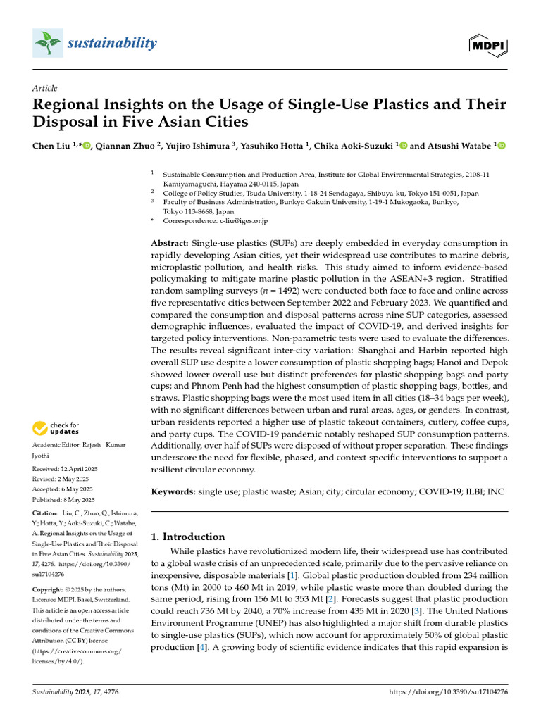 2025_Regional Insights on the Usage of Single-Use Plastics and Their ...