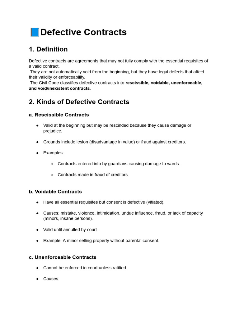Defective Contracts | PDF