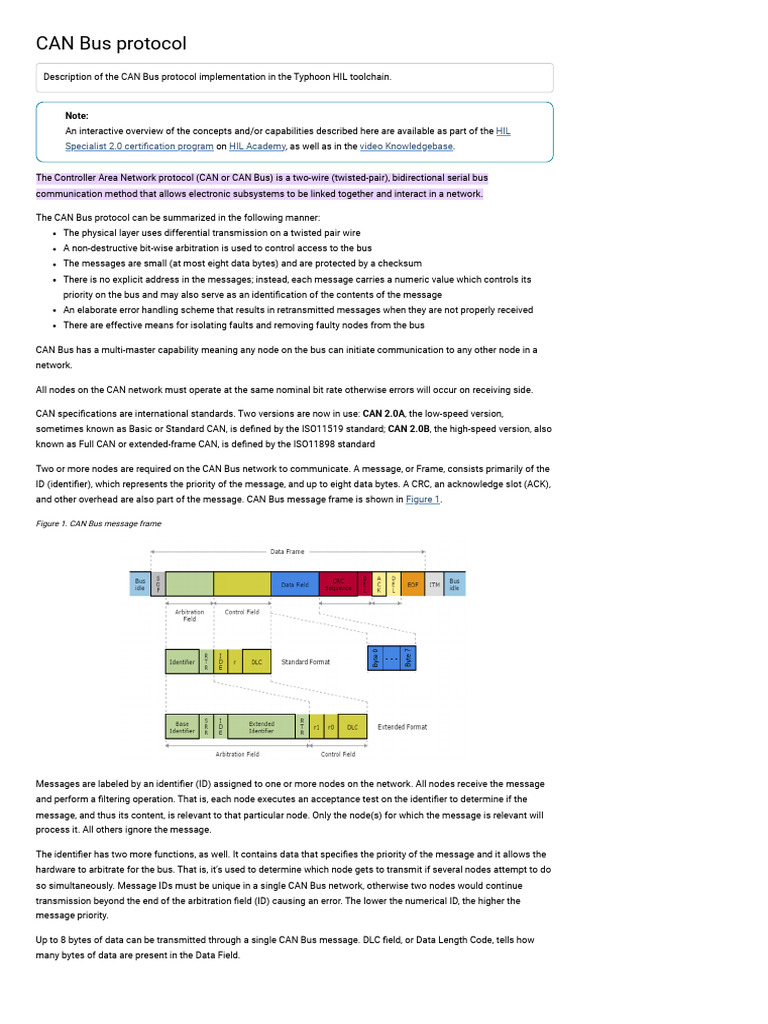 CAN Bus Protocol in Typhoon HIL Toolchain | PDF | Computer Engineering ...