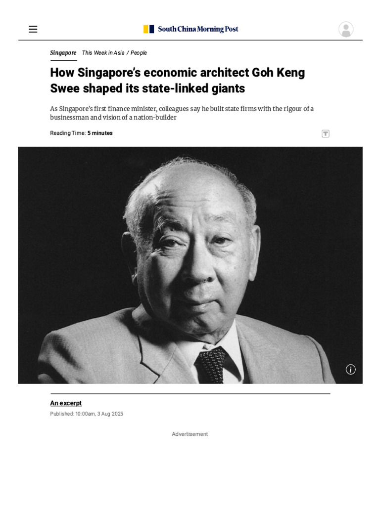 How Singapore’s Economic Architect Goh Keng Swee Shaped Its State ...