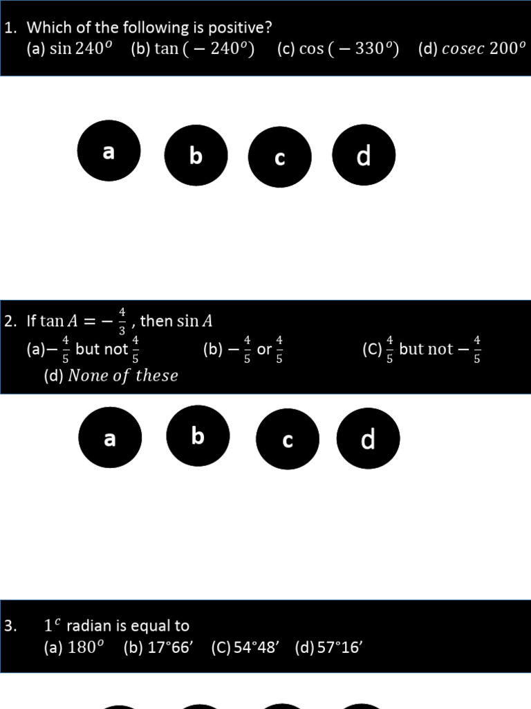 Trigonometry Questions and Answers | PDF