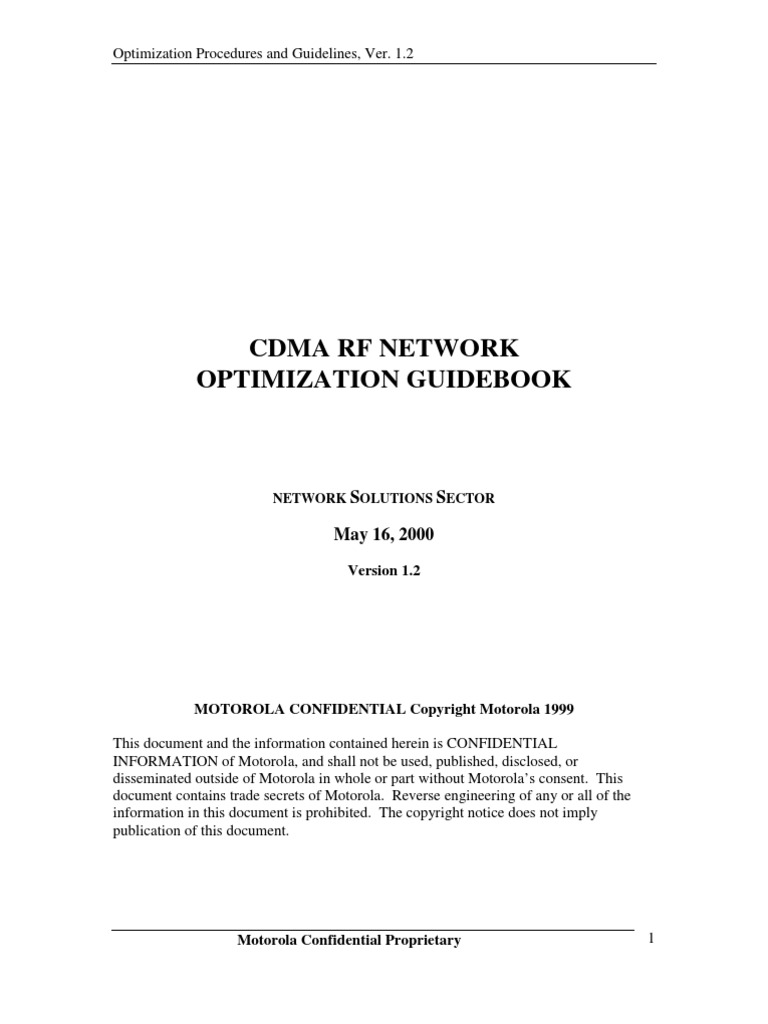 CDMA RF Network Optimization Guidebook | PDF | Simulation | Verification And Validation