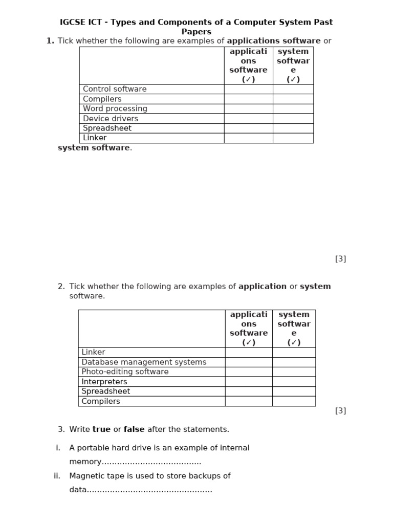 IGCSE ICT: Computer System Components | PDF | Graphical User Interfaces ...