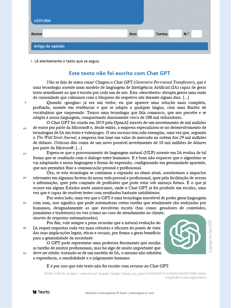 TEXTO Mensagens Artigo de Opiniao | PDF | Humano