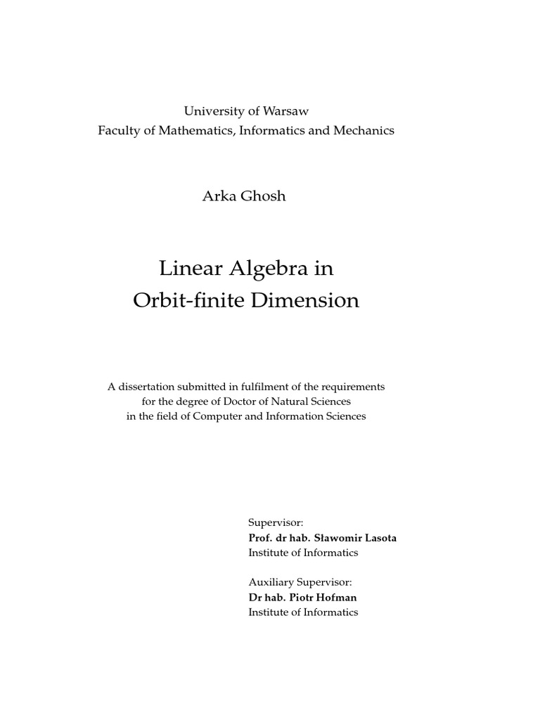 Orbit-Finite Linear Algebra Dissertation | PDF | Set (Mathematics ...