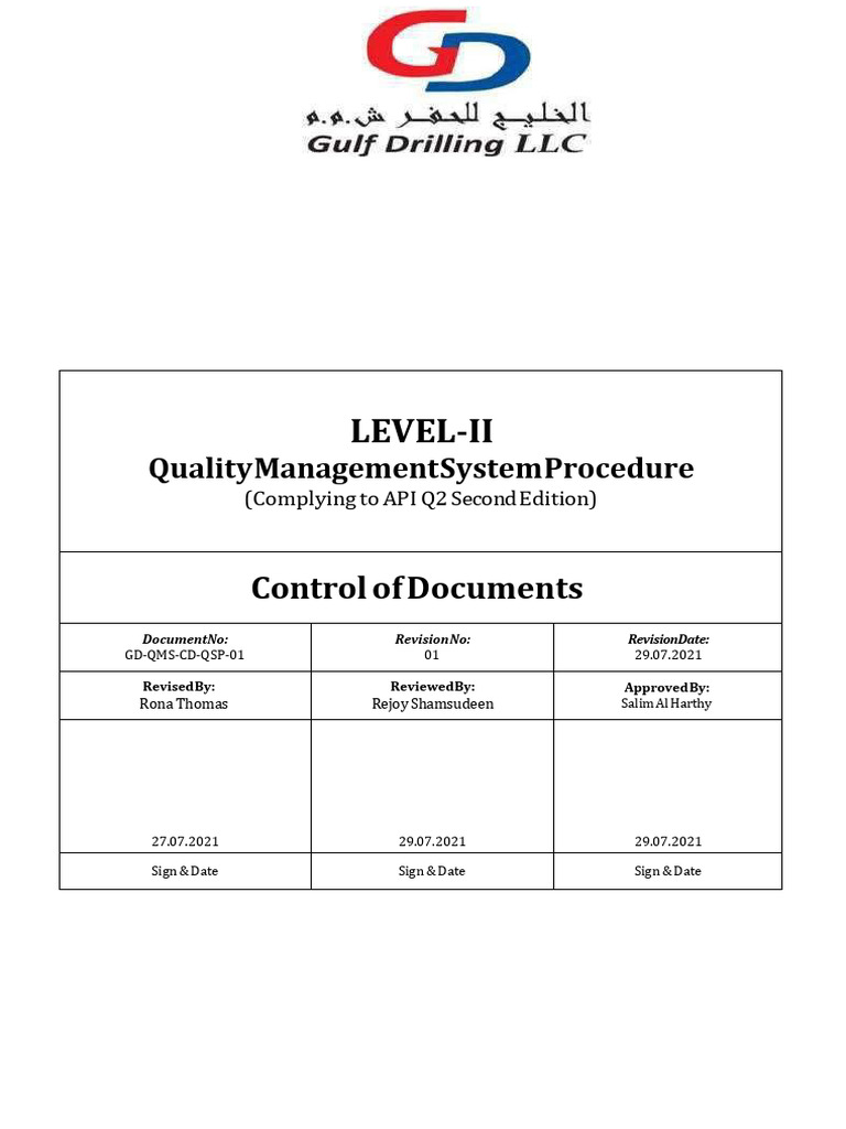 GD-QMS-CD-QSP-01 - Rev01 - Control of Documents | PDF | Quality Management System ...