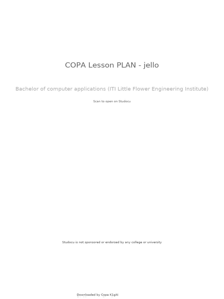 COPA Lesson PLAN - Jello: Bachelor of Computer Applications (ITI Little ...