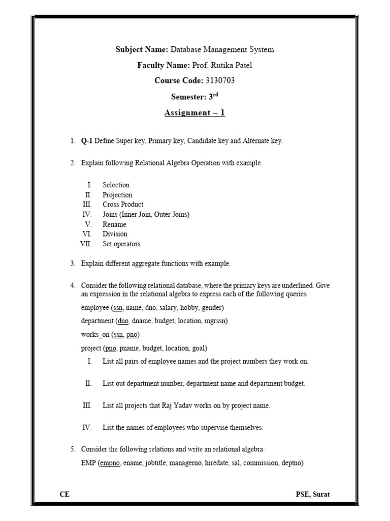 Assignment 3 (DBMS) | PDF