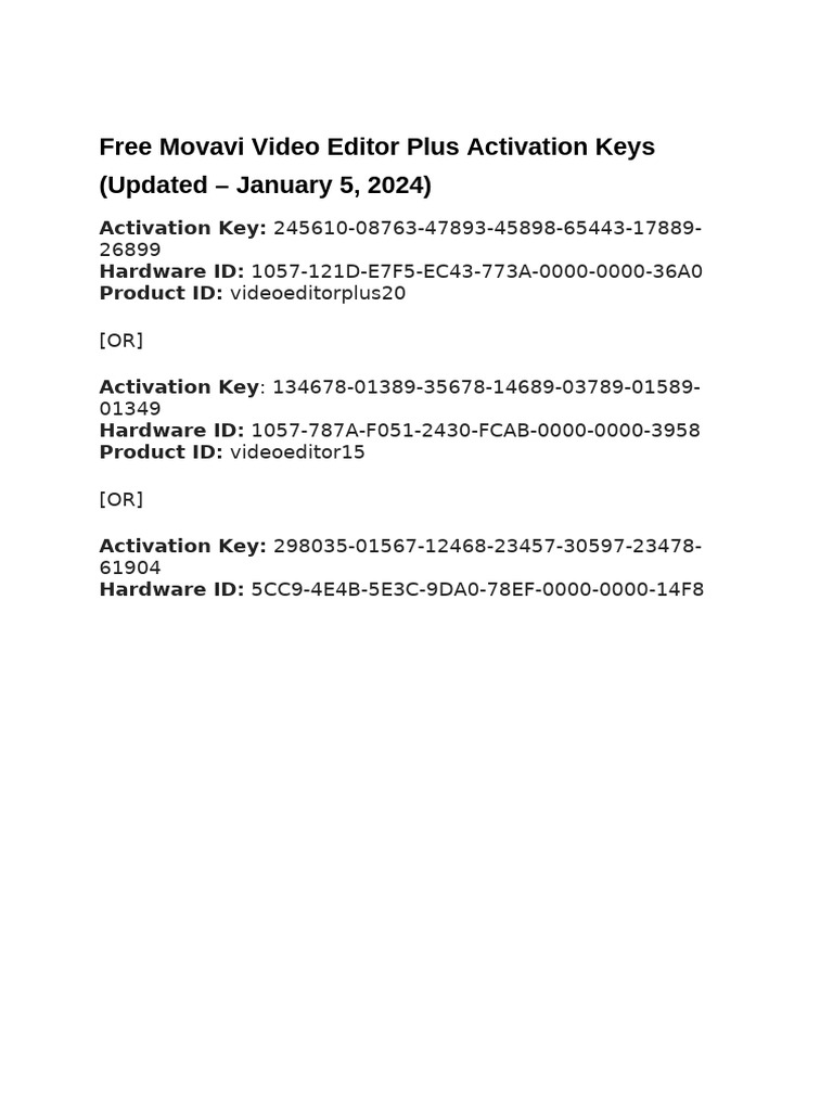 Free Movavi Video Editor Plus Activation Keys | PDF