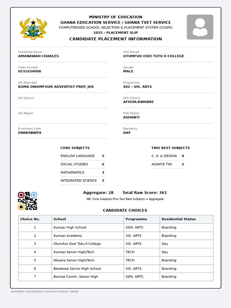 Placement Slip | PDF | Ghana