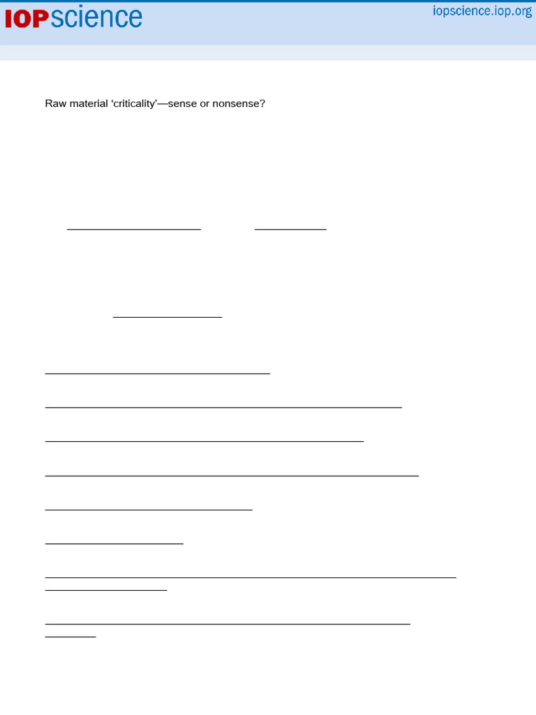 Reevaluating Raw Material Criticality | PDF | Risk | Probability