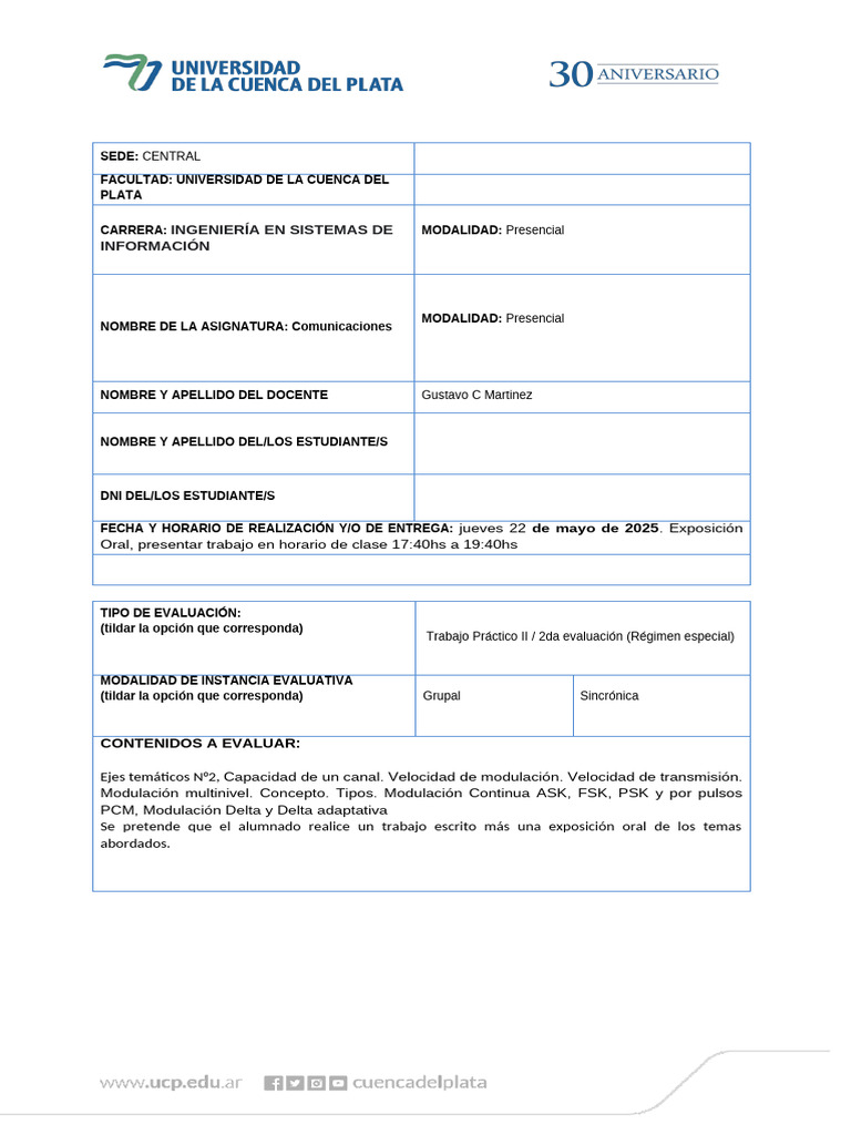 TP Nro 2 Comunicaciones 2025 Protocolo | PDF