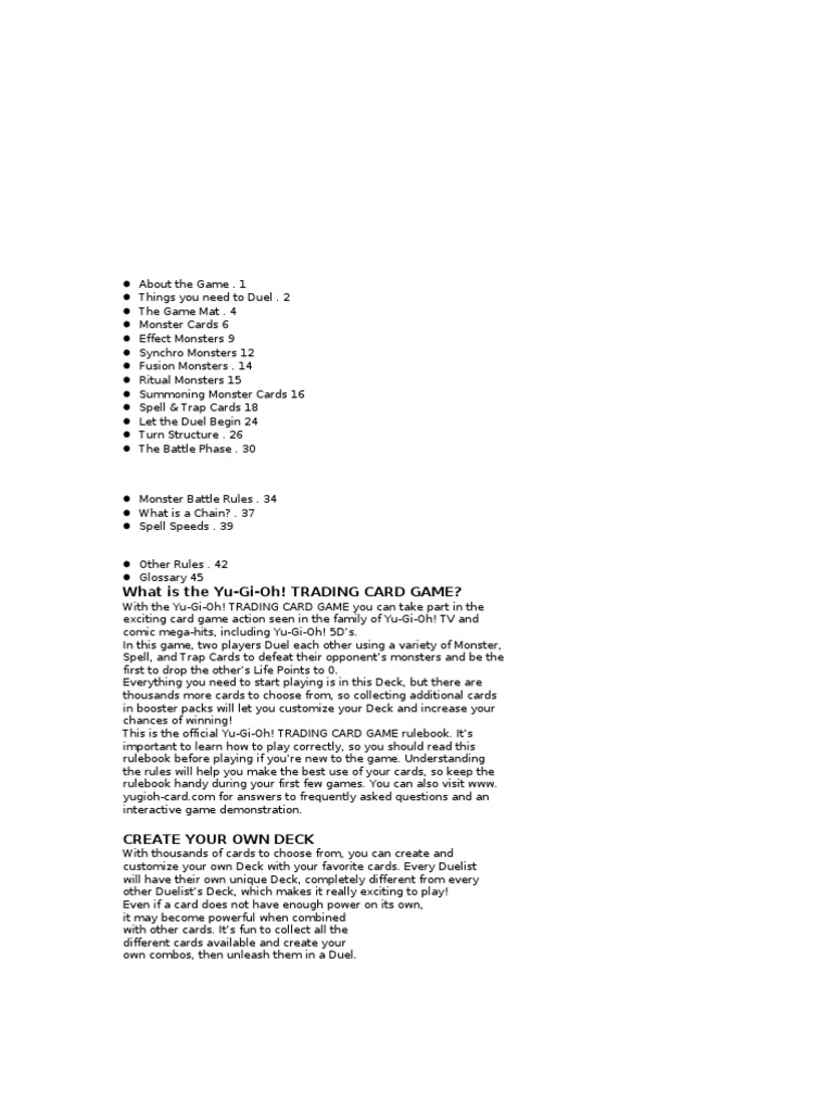 Yu-Gi-Oh Rules | PDF | Gaming | Playing Cards