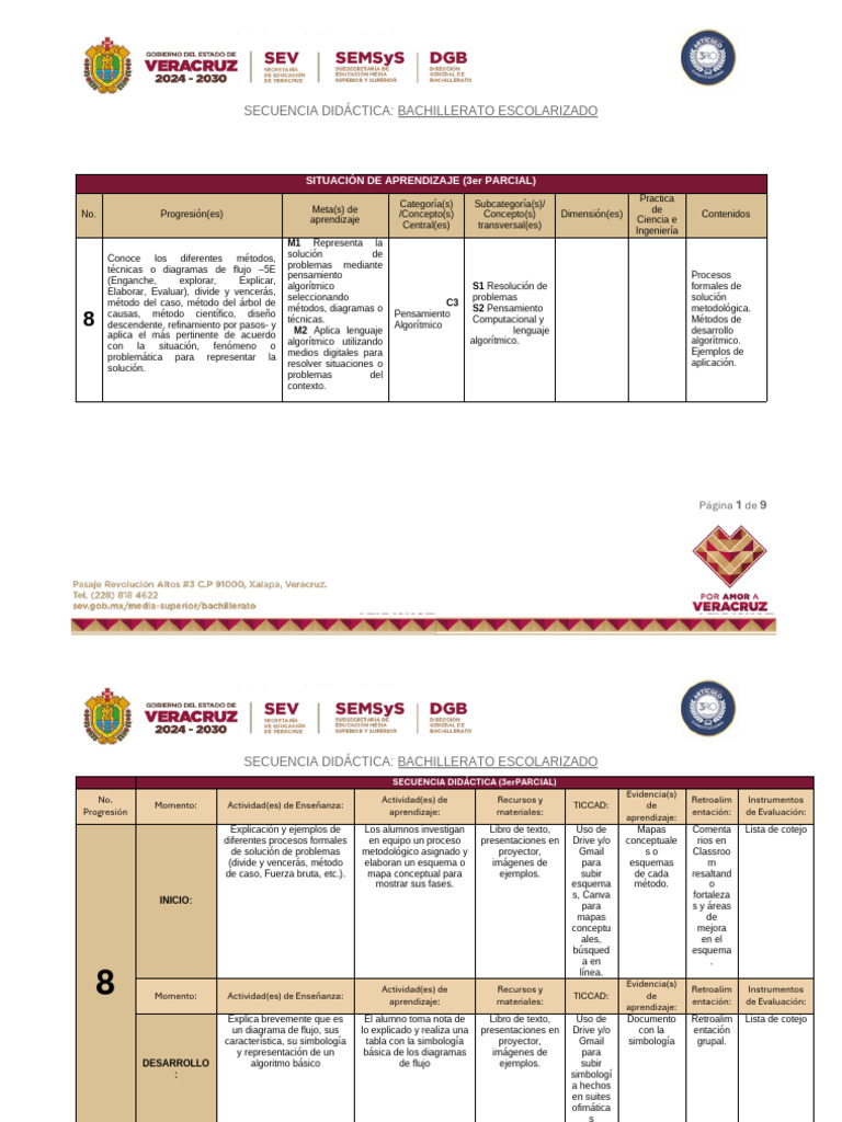 Secuencia Didáctica: Bachillerato Escolarizado: Situación de ...
