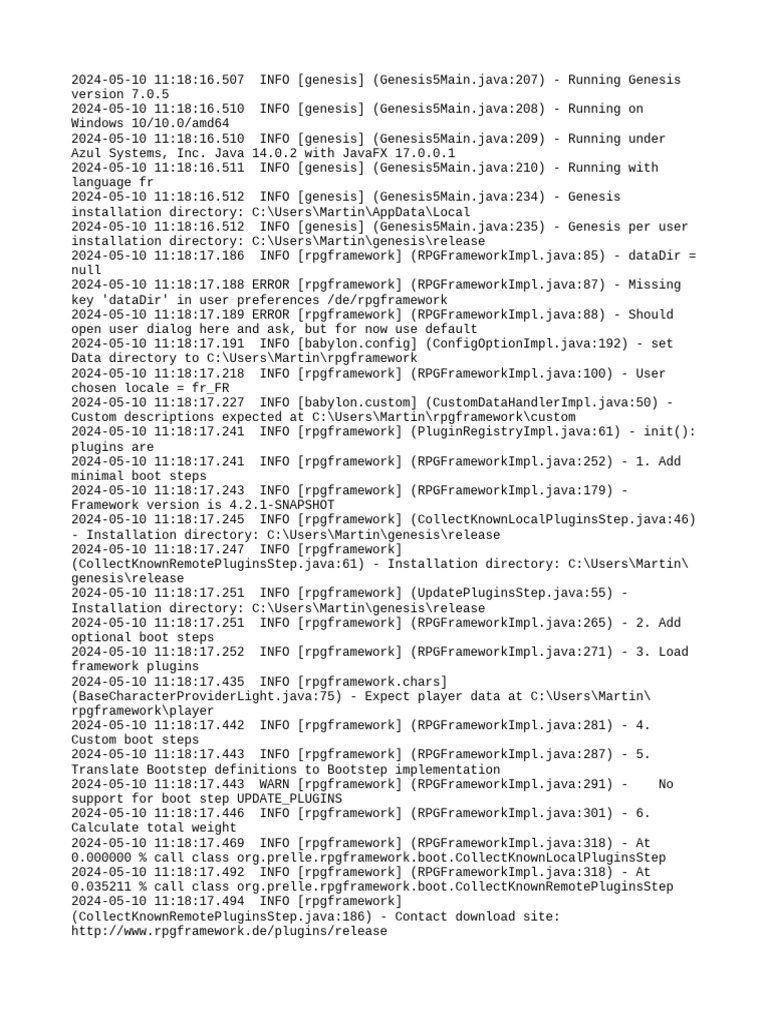 Genesis Log | PDF | Java (Programming Language) | Operating System Families