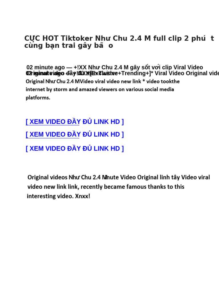 (Xem El Último) CỰC HOT Tiktoker Như Chu 2.4 M Full Clip 2 Phút Cùng B ...