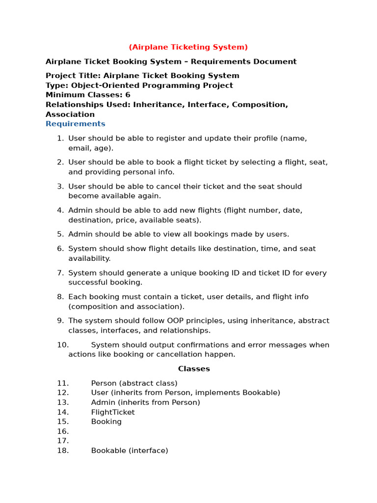 Airplane Ticket Booking System Overview | PDF