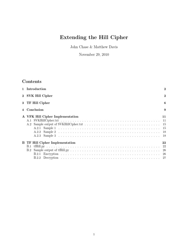 Advanced Hill Cipher Variants Explained | PDF | Encryption | Matrix ...