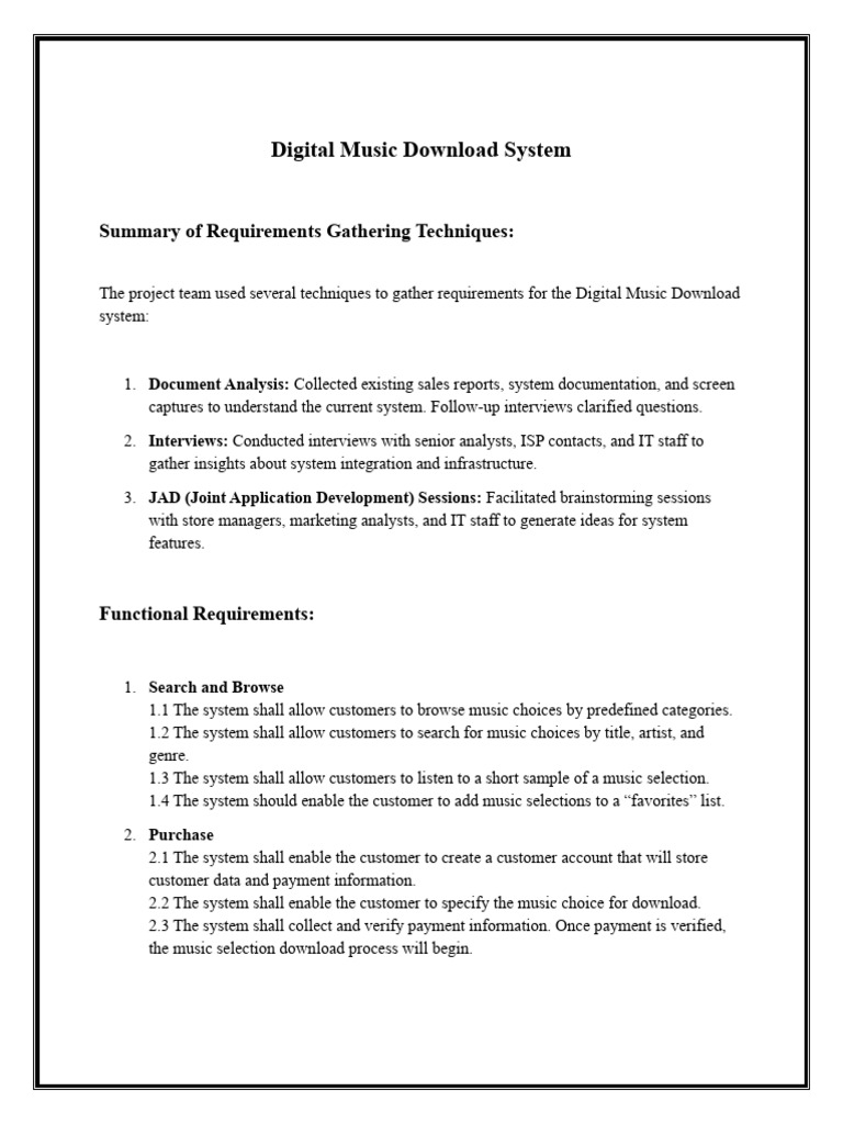 Digital Music Download System Requirements | PDF | Information Science ...