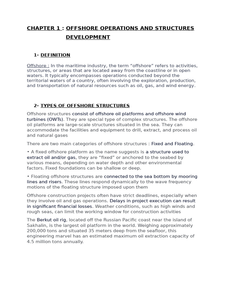 Offshore Operations and Structures Overview | PDF | Offshore Drilling ...