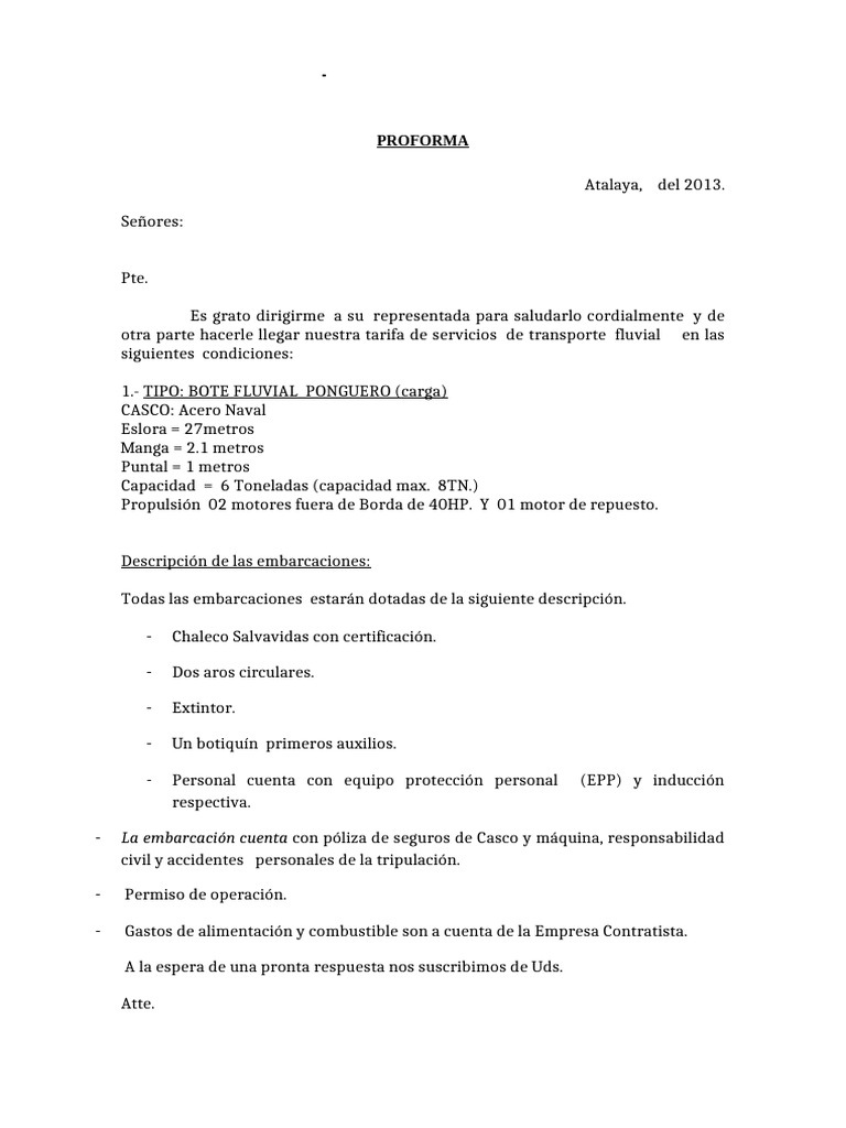 Modelo de Proforma | PDF