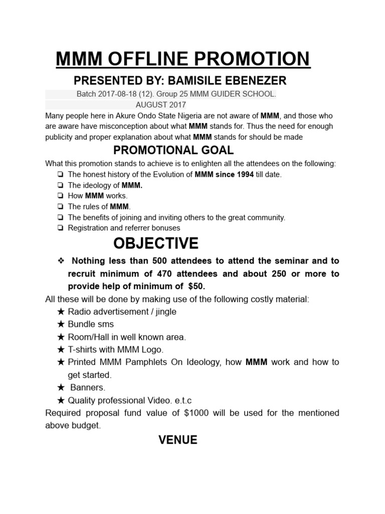 MMM Offline Promotion Seminar in Akure | PDF