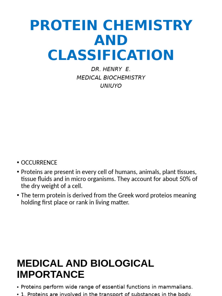 Protein Chemistry and Classification Guide | PDF | Protein Structure ...