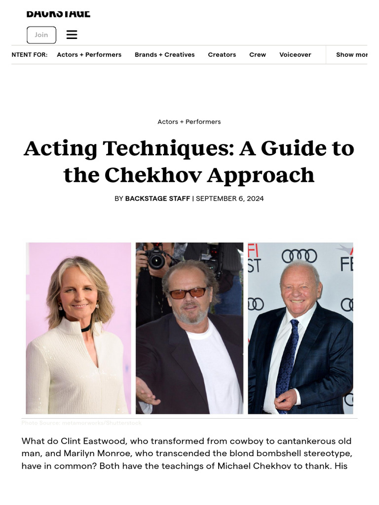 Chekhov Technique: A Performer’s Guide | PDF | Acting | Theatre